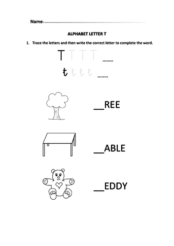 Learning and Writing Letter T for Year 1 Students | Teaching Resources