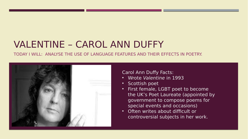 Valentine - Carol Ann Duffy | Teaching Resources