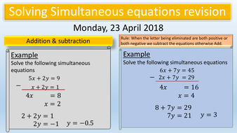 GCSE Revision: Simultaneous equations | Teaching Resources