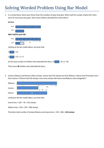 Solving Word Problems Using Bar Model - Addition and Subtraction ...