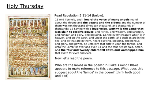 Blake - Songs of Innocence and Experience - Holy Thursday Poems ...