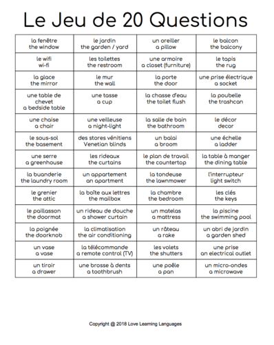 La maison - French 20 questions games - No prep printable speaking ...
