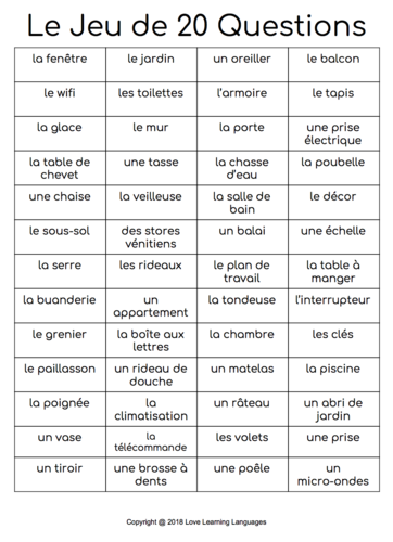 La maison - French 20 questions games - No prep printable speaking ...