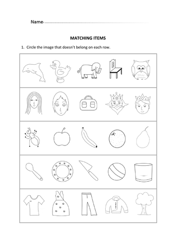 Matching Items for Reception and Year 1 Students | Teaching Resources