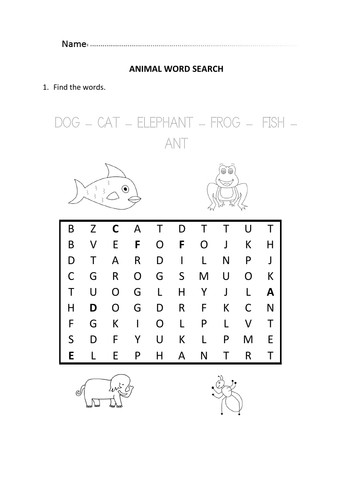 Animal Word Search | Teaching Resources