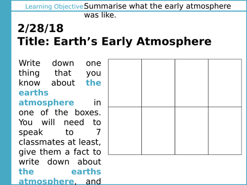 AQA GCSE: C13 Earths Atmosphere: L1 Early Atmosphere | Teaching Resources