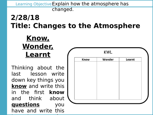 AQA GCSE: C13 Earths Atmosphere: L2 Changes to the Atmosphere ...