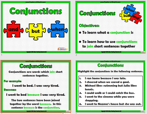 Conjunctions (PowerPoint and worksheets) | Teaching Resources