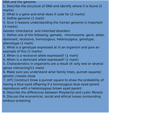 4.6: AQA biology- Inheritance, variation and evolution (Combined Trilogy) | Teaching Resources