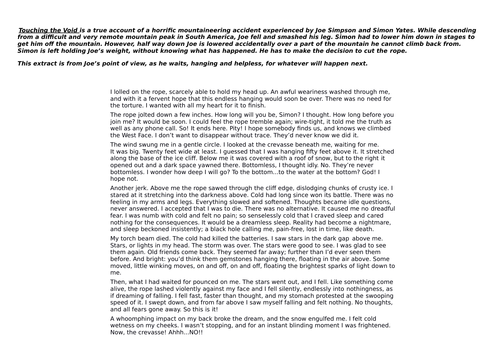 Touching the Void - Paper 2 ALL lessons and SOW - EDUQAS GCSE English ...