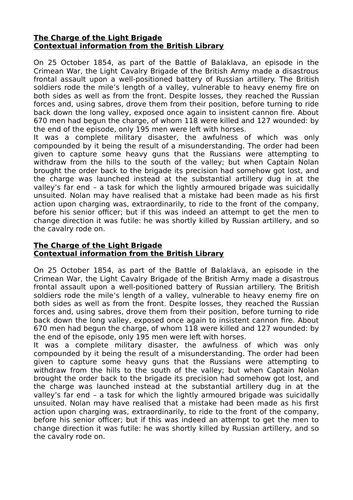 Charge of the Light Brigade by Alfred Lord Tennyson | Teaching Resources