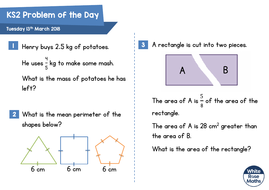 White Rose Maths - KS2 - Problems of the Day 2018 by WRMaths - Teaching ...