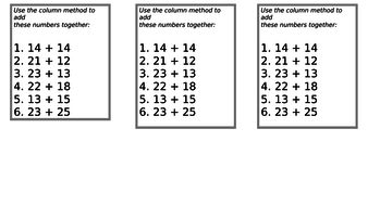 Addition using Column Method - with Reasoning Activities per group (Two ...