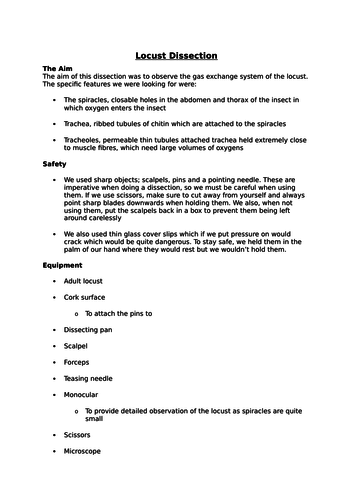 AQA A Level Biology Gas exchange in insects | Teaching Resources
