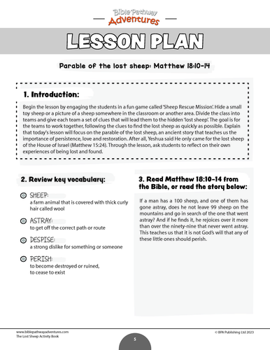 Bible Parable: The Lost Sheep Activity Book | Teaching Resources