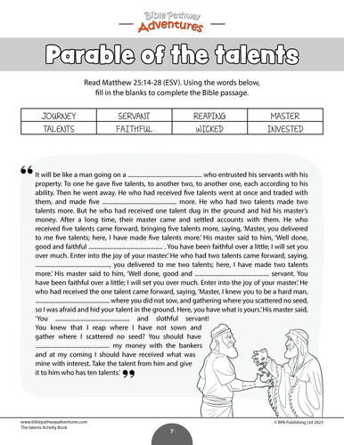 Parable of the Talents workbook FREEBIE | Teaching Resources