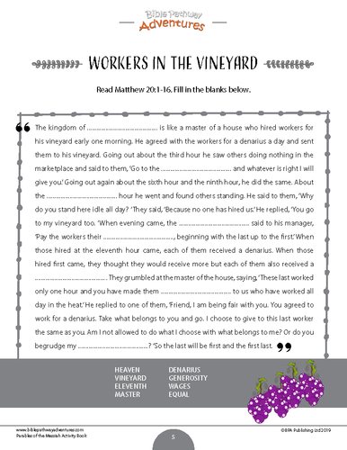 Bible Parable: Workers in the Vineyard | Teaching Resources