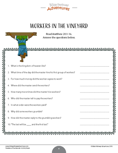 Bible Parable: Workers in the Vineyard | Teaching Resources