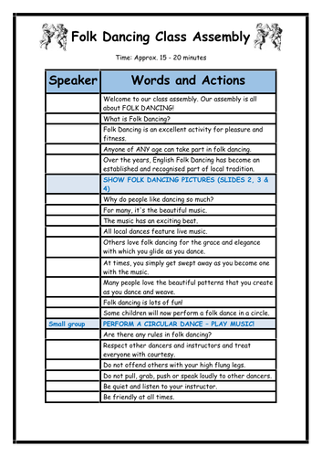 Class Assembly and Lesson Plan - Scottish Folk Dancing | Teaching Resources