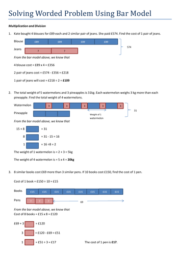 Solving Word Problems Using Bar Model - Multiplication and Division ...