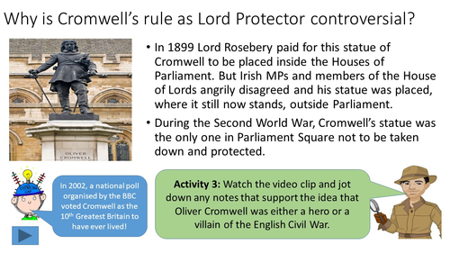 Cards Sort: Oliver Cromwell - Hero or Villain? | Teaching Resources
