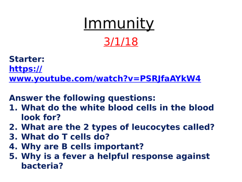 (I)GCSE Biology - Vaccination and Immunity | Teaching Resources