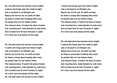 Romeo and Juliet- A1S5- Love at First Sight- KS3 or KS4 | Teaching ...