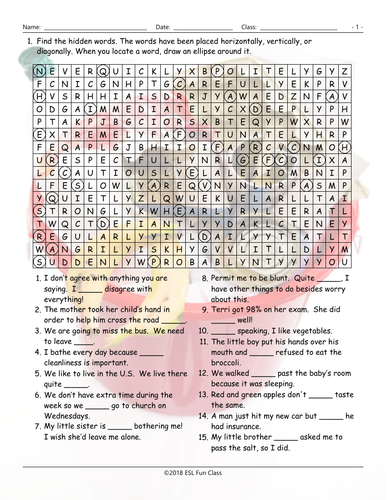 Adverbs Word search Worksheet | Teaching Resources