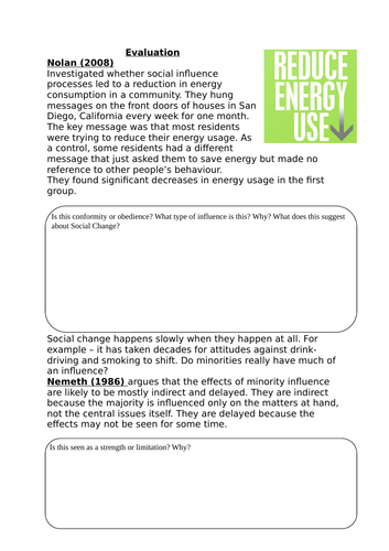 Psychology lesson social change | Teaching Resources