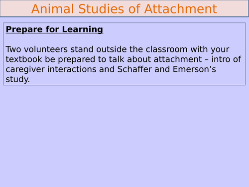 Psychology Animal studies attachment | Teaching Resources