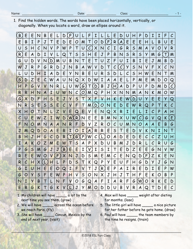 Future Perfect Tense Word Search Worksheet | Teaching Resources