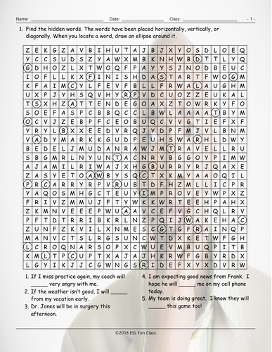 Future Simple Tense-Will Word Search Worksheet | Teaching Resources