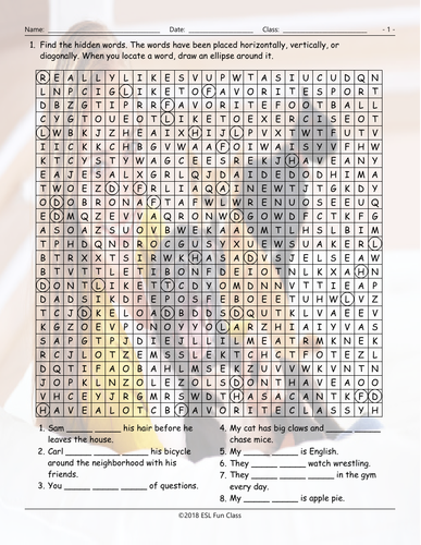 Have-Do-Like-Favorites Word Search Worksheet | Teaching Resources