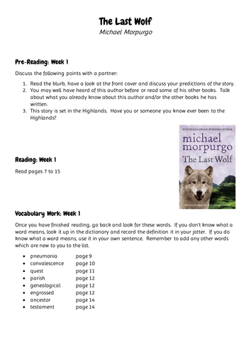 The Last Wolf by Michael Morpurgo - Unit of Work | Teaching Resources