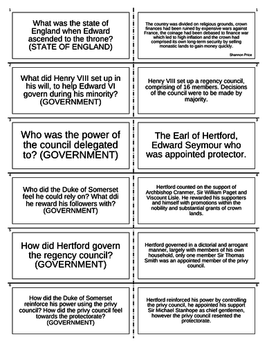 AQA HISTORY TUDORS FLASHCARDS | Teaching Resources