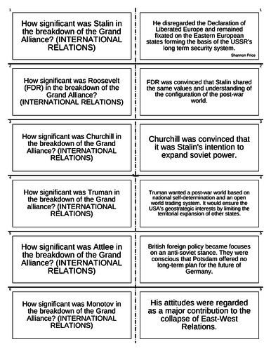AQA HISTORY COLD WAR FLASHCARDS | Teaching Resources