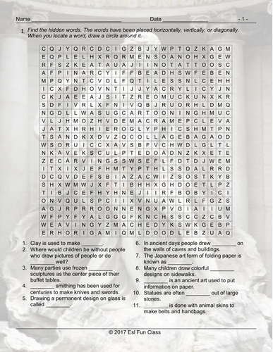 Art Forms Word Search Worksheet | Teaching Resources