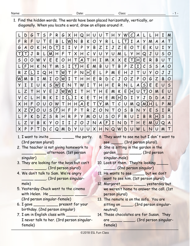 Object Pronouns Word Search Worksheet | Teaching Resources
