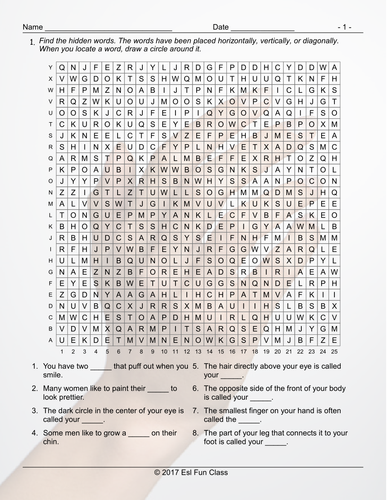 Body Parts Word Search Worksheet | Teaching Resources