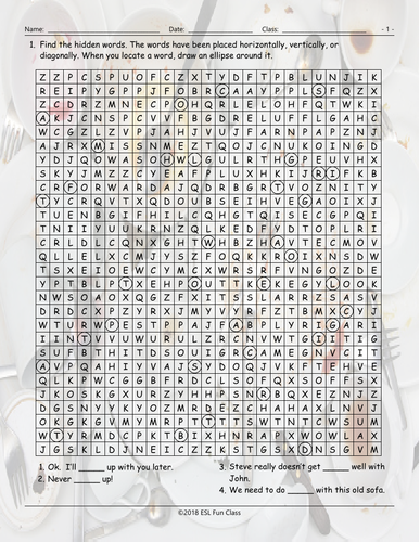 Phrasal Verbs Word Search Worksheet | Teaching Resources