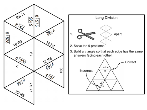 Fourth Grade Long Division with Remainders Game: Math Tarsia Puzzle ...