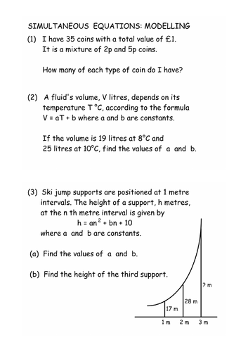 Simultaneous Equations: Algebraic | Teaching Resources