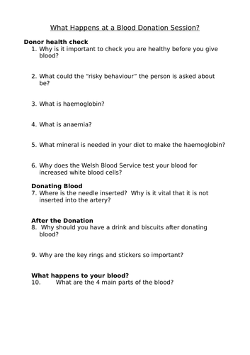 Blood Donation - Revision of Blood and Circulation Topic | Teaching ...