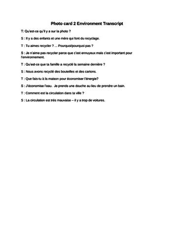 French Foundation GCSE Photo card practice environment | Teaching Resources