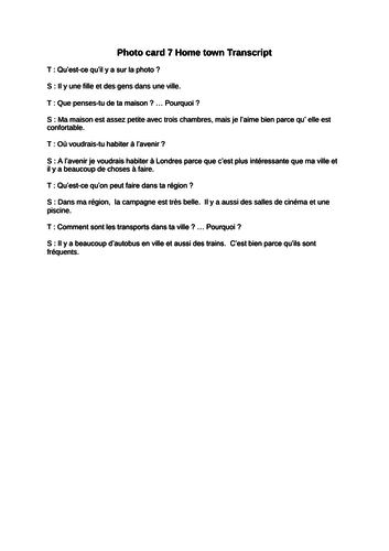 French Foundation Home town photo practice | Teaching Resources