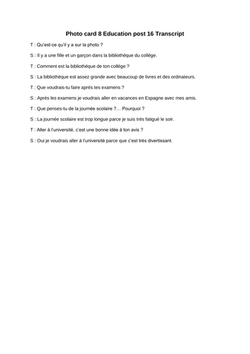 French Foundation education photo card practice | Teaching Resources