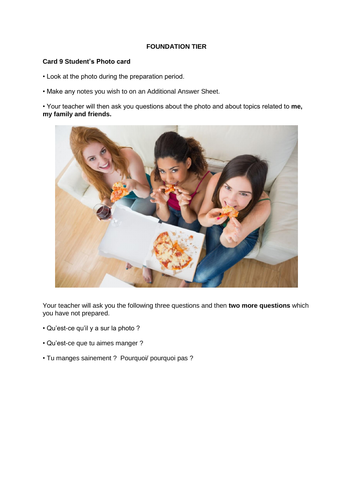 French Foundation lifestyle photo card practice | Teaching Resources