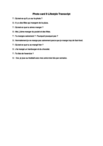 French Foundation lifestyle photo card practice | Teaching Resources