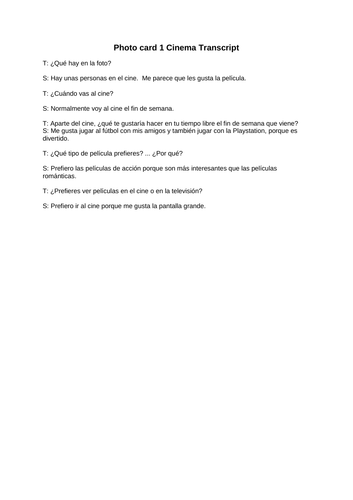 Spanish Foundation free time photo card practice | Teaching Resources