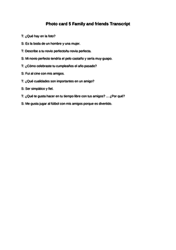 Spanish Foundation GCSE family & friends photo card practice | Teaching ...